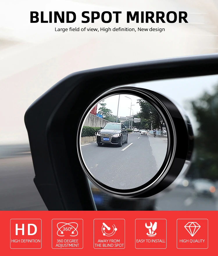 Universal Car Adjustable Rotation Wide Angle Round Convex Rear View ...