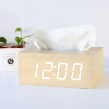 Kh-wc024 Large Square Rectangular Natural Wooden Tissue Box With Led ...