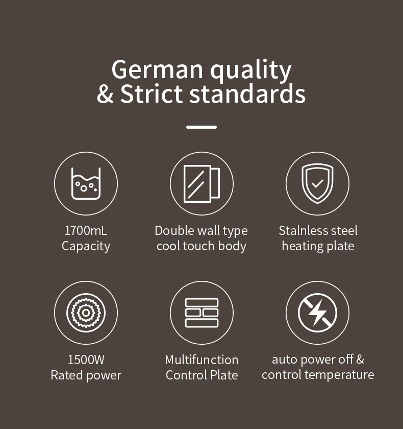 1.7L Electric Smart Digital Keep Warm Stainless Steel Jug