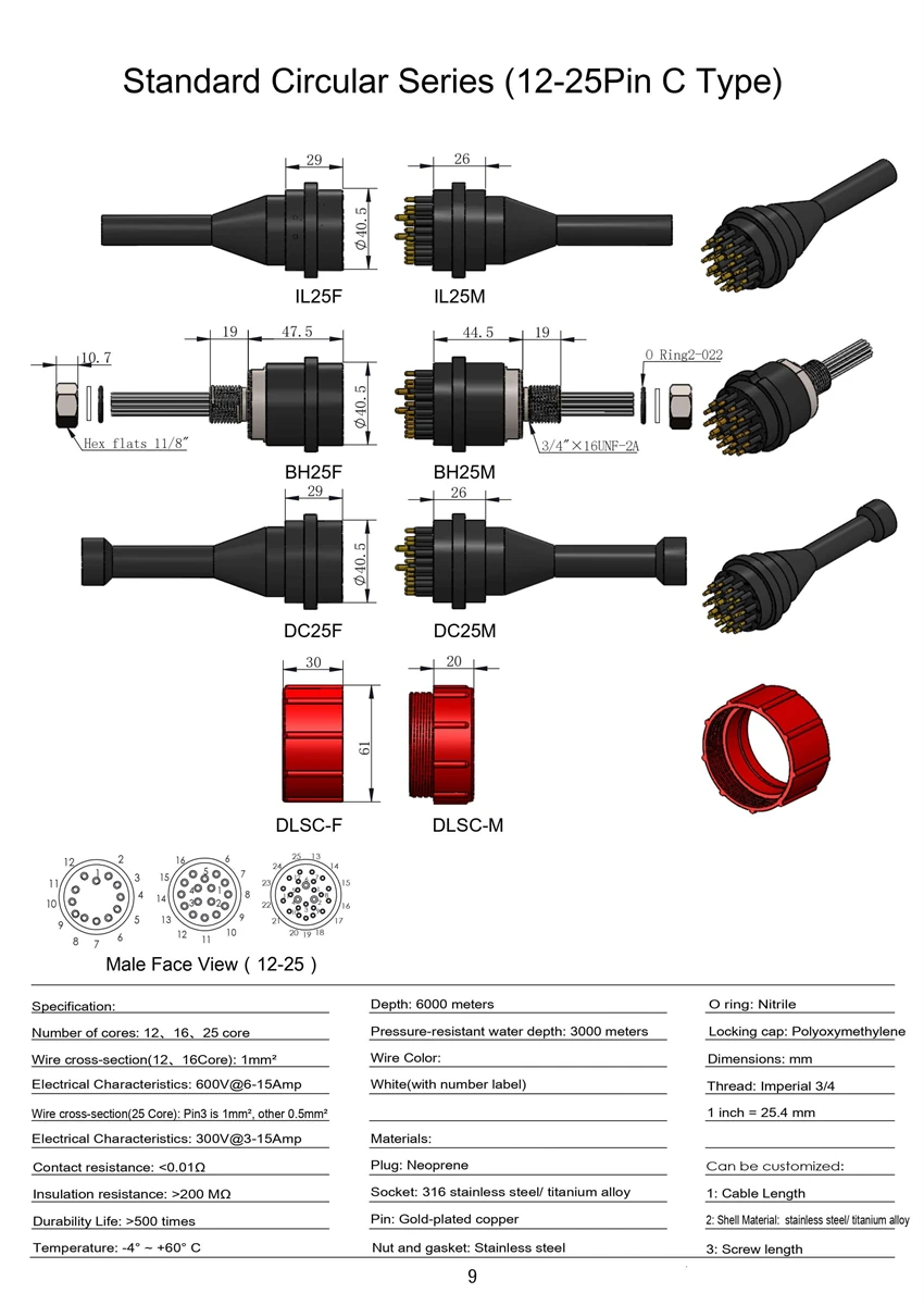 IL2M BH2F Subsea Connector Standard Circular Underwater Cable Connector ...