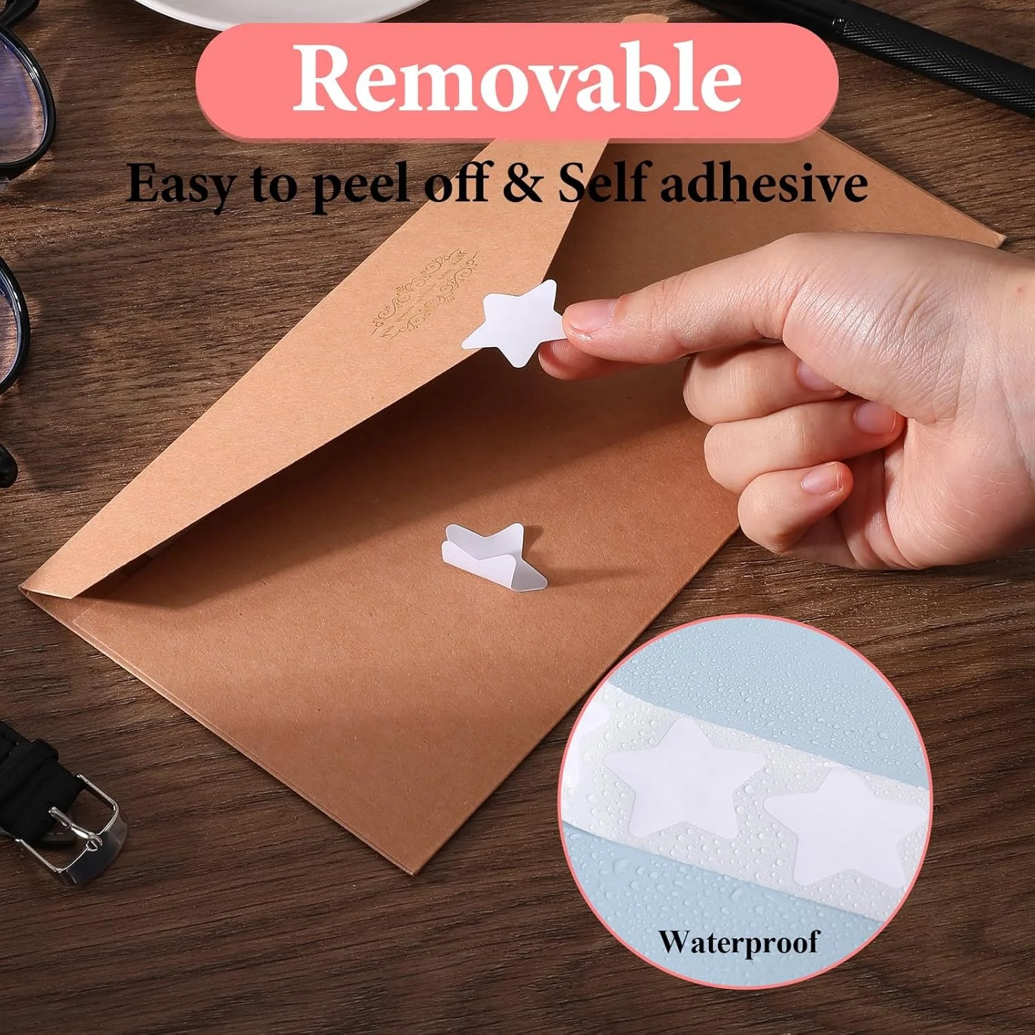 White Star Stickers Roll Self-Adhesive Small Stars Labels Waterproof ...