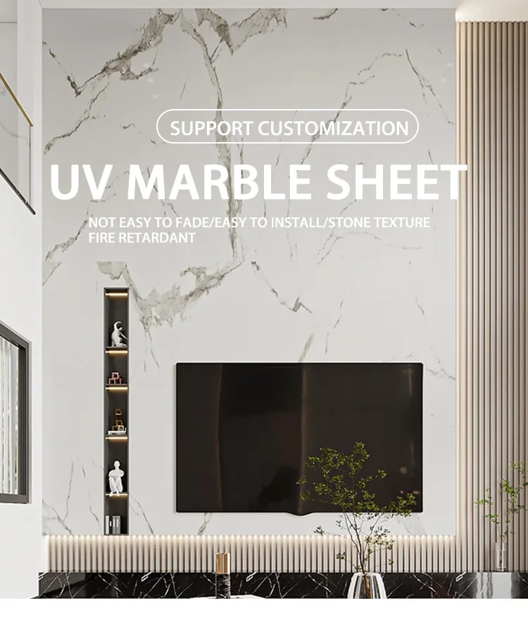 Modern Waterproof PVC UV Marble Wall Panels for Hotels - Easy ...