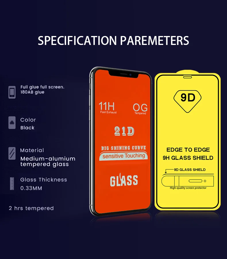 Silk Printing Full Glue 6d 9d Tempered Glass 21d 9d Screen Protector ...