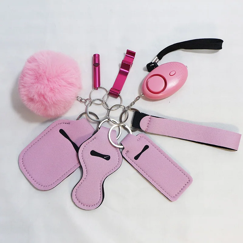 Personal Safety Key Chain Alarms Self Defense Supplies Rubber Plush Pom ...