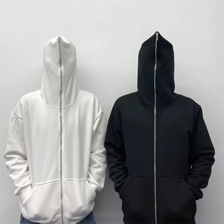 Men's Oversized Zipper Unisex 330g Heavy Weight Cotton Fleece Black ...