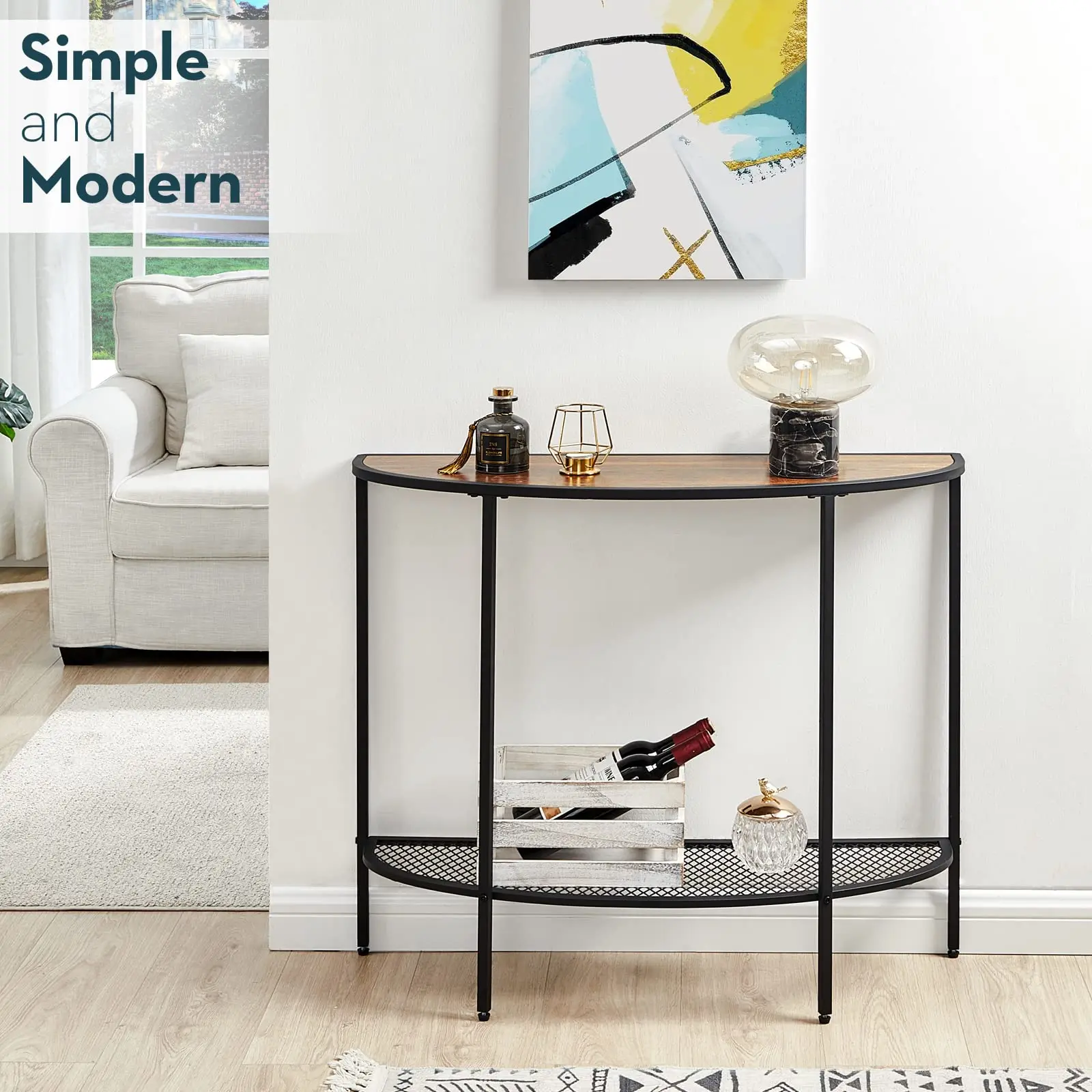 2 Tier Narrow Entryway Table with Storage Shelves