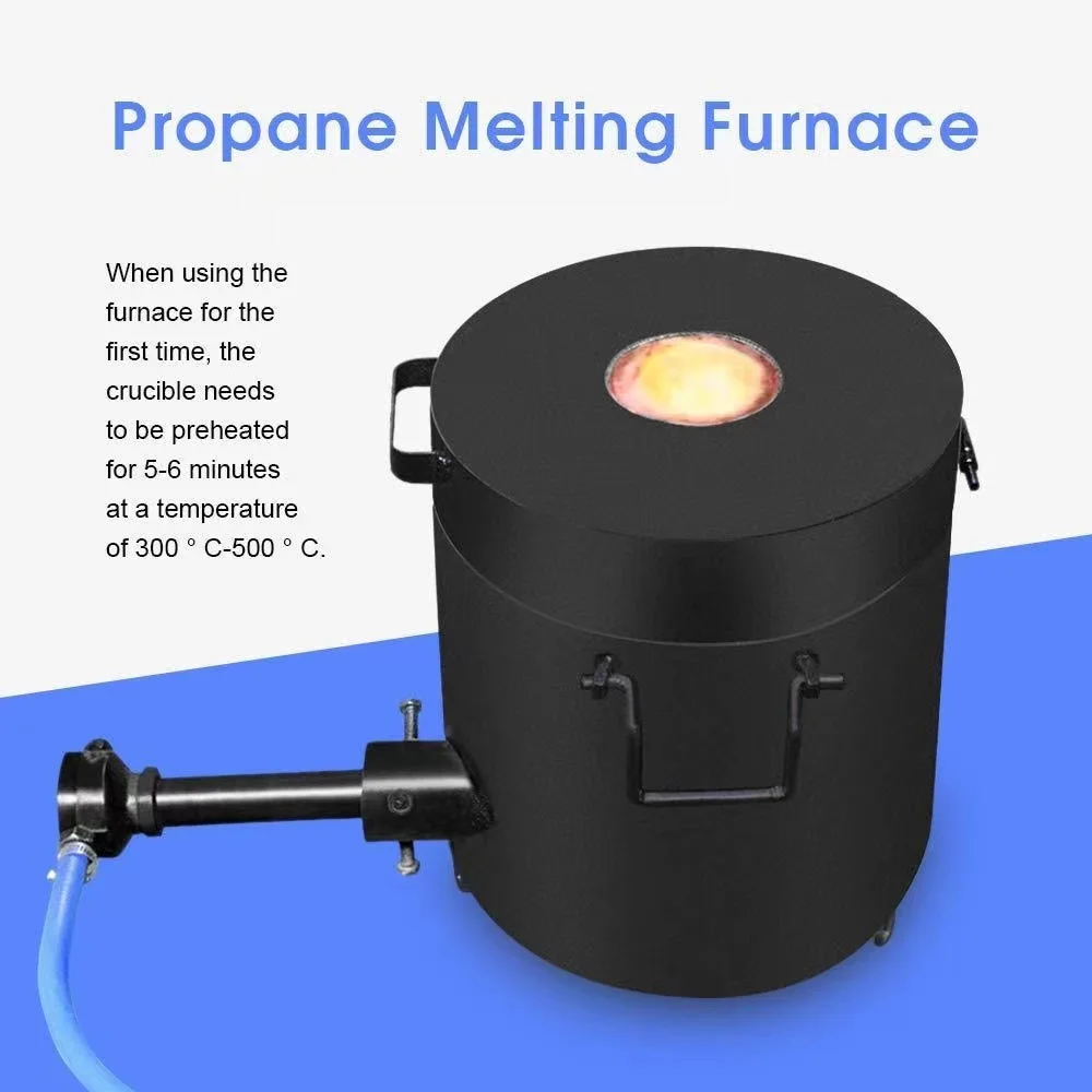 6 Kg Propane Melting Furnace Kit W Graphite Crucible And Tongs For Gold ...