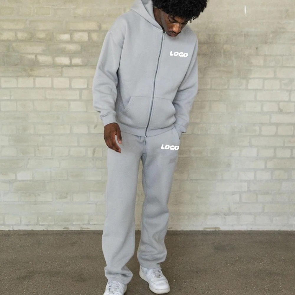 Custom Logo100% Cotton Sweat Suits Two Piece Oversized French Terry ...