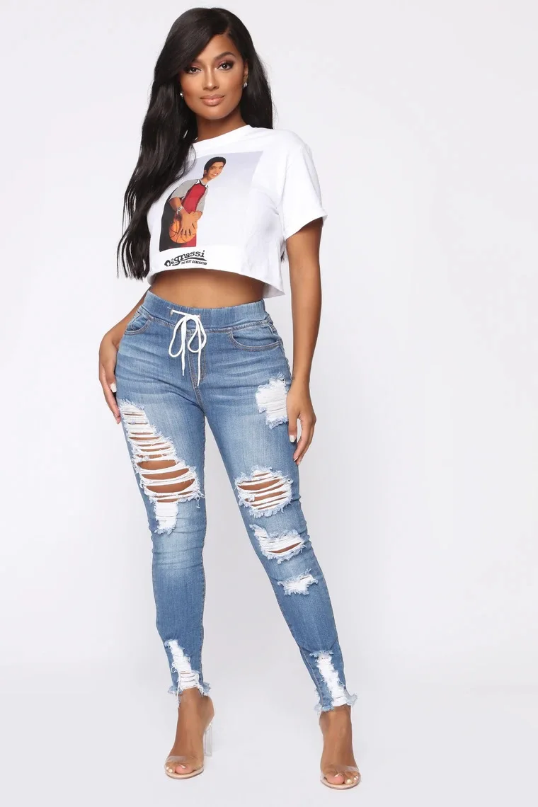Dilapidated Jean - New Women's Cut up High Waisted Jeans