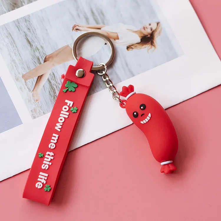 Cartoon Ham Sausage Keychain Bag Pendant Sausage Smile Cute Keychain ...