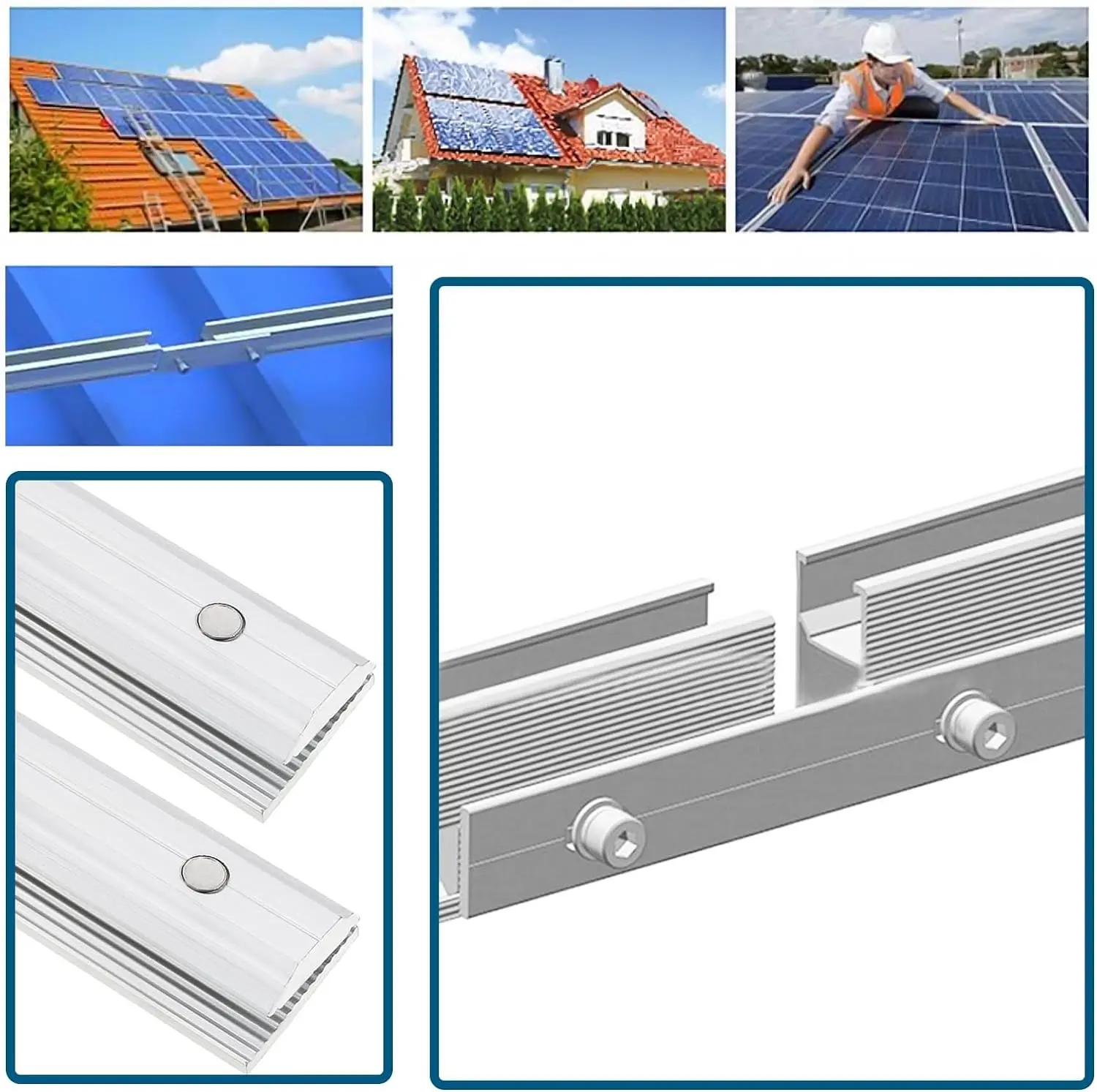 EDRI Aluminum Rail Splice Kit Solar Rail Connector for Tile Pitched ...