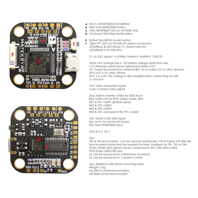 Matek Flight Controller F405-mini Stm32f405rgt6 Flight Controller For Rc Fpv Drone - Buy F405 ...