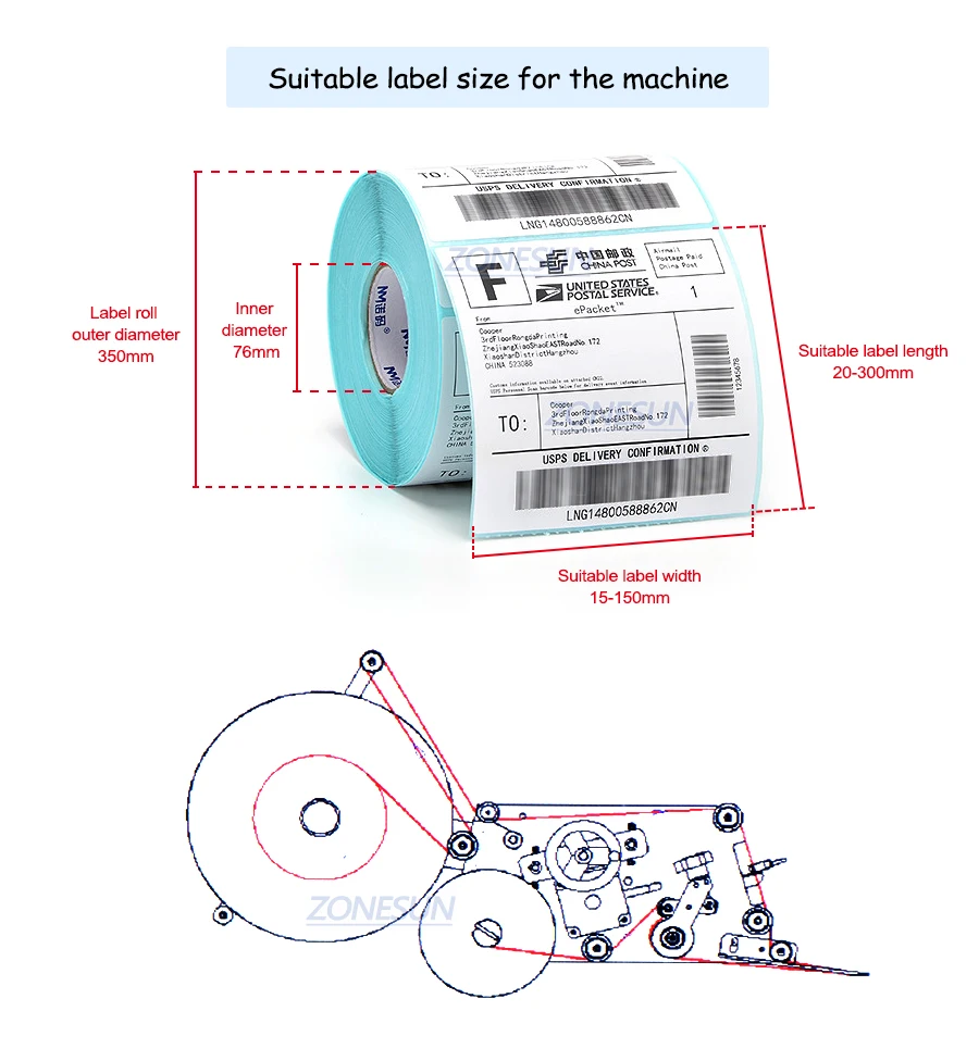 ZONESUN ZS-TB260R Labeling Machine for Plastic Bottle Labels