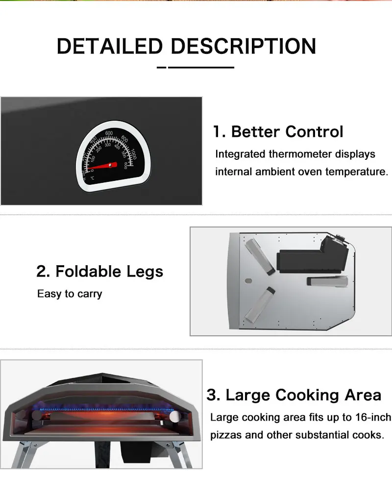 Outdoor Barbecue Gas Powered 12 Inch Forno Pizza Oven Electric Grill Electric Gas burner Indoor ...