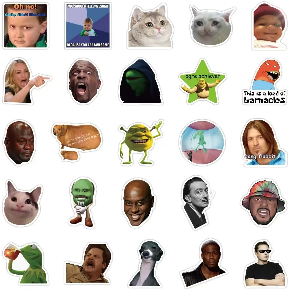 E-50pcs Funny Face Meme Graffiti Sticker Packs For Motorcycle Suitcase ...