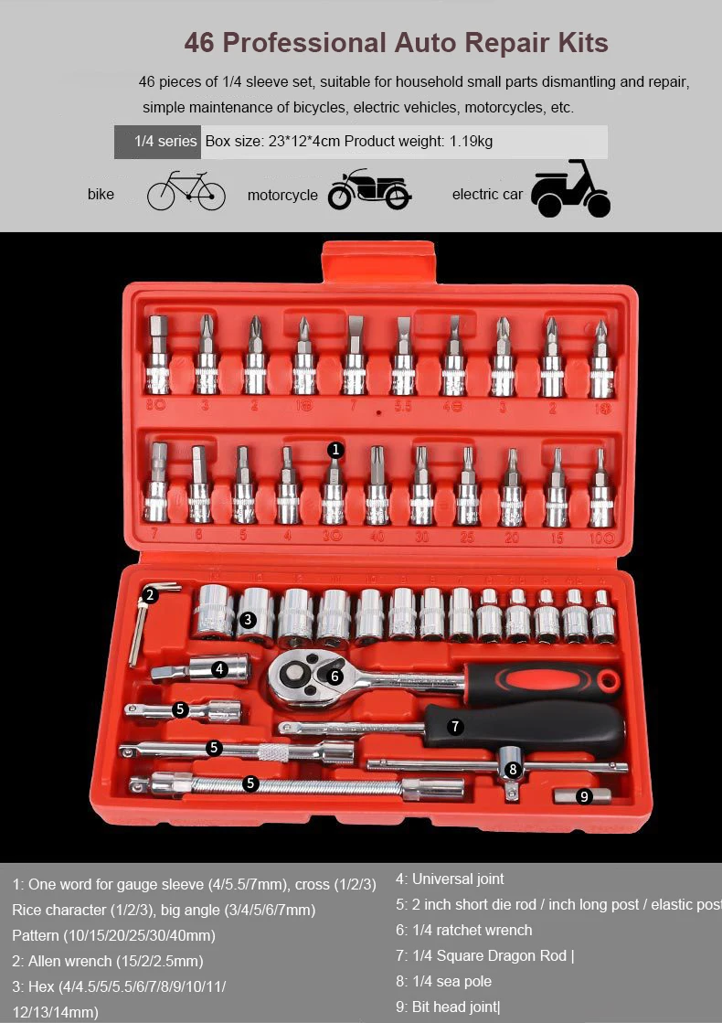 Probon Hand Tool Set - 32-172PCS Professional Tools for Car Repair