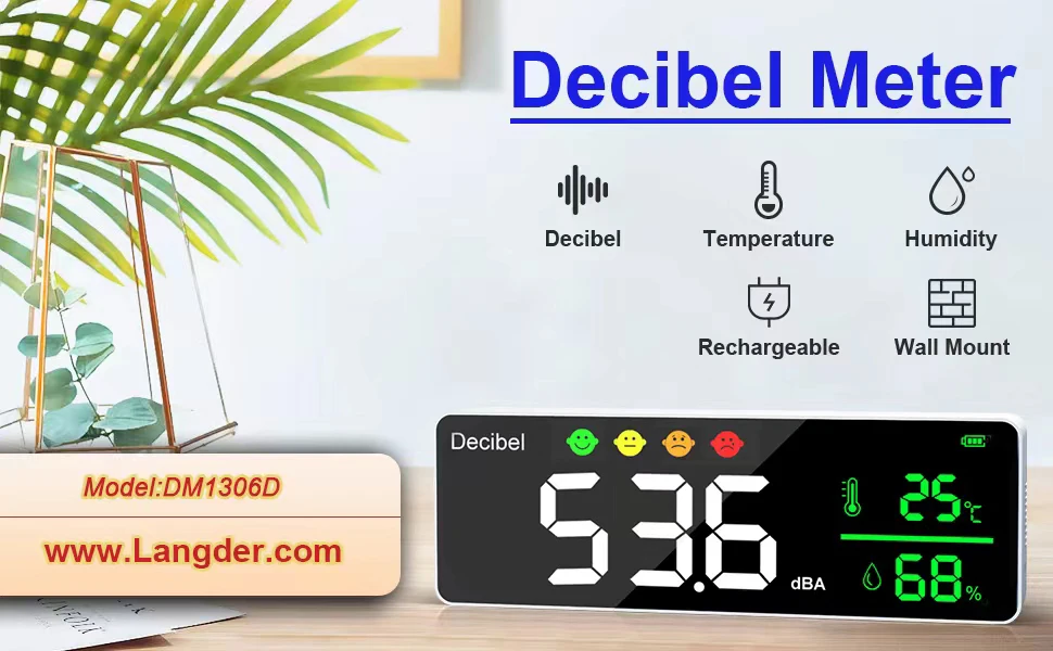 Wall-mounted Led Screen Decibel Meter 30-130db Noise Monitoring Testers ...
