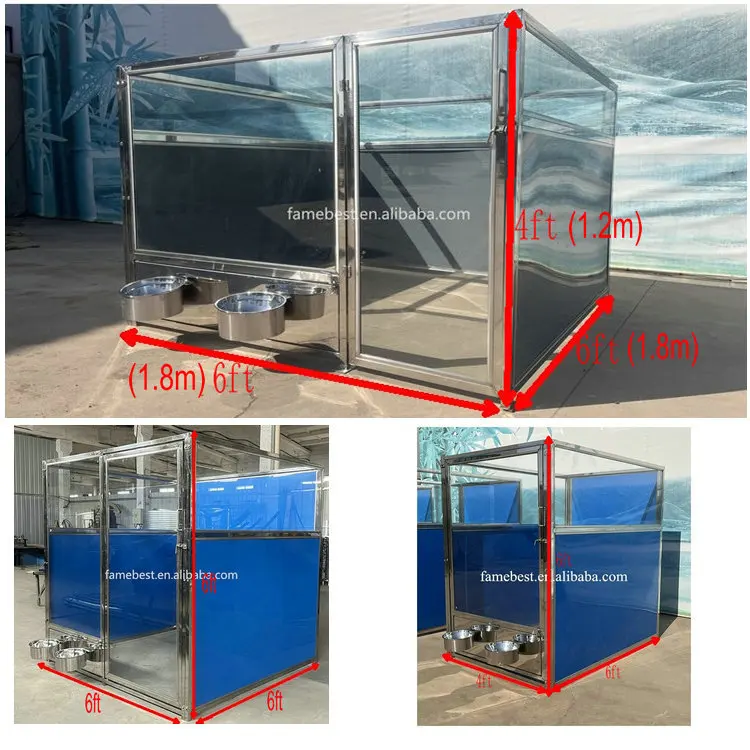 Pet Boarding Vet Indoor Glass Door Dog Kennels Customized Stainless ...