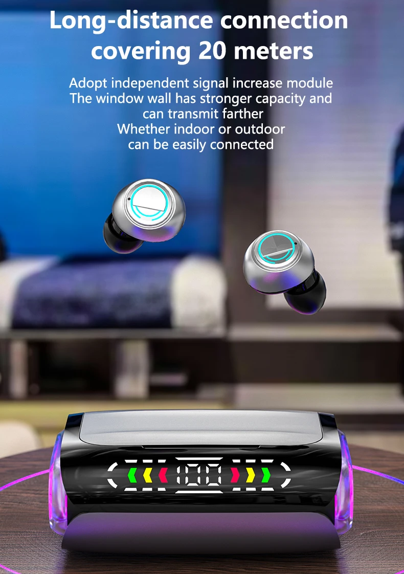 Dx-01 Gaming Tws Earbuds Breathing Light Earphone Wireless Bass Stereo ...