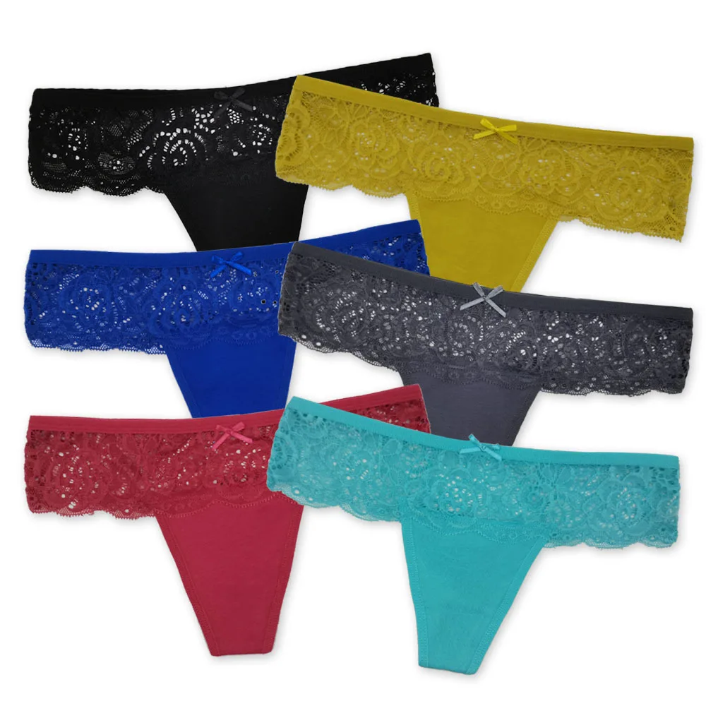 Shop New Arrival Lace Waist Band Cotton Women Knickers Thongs