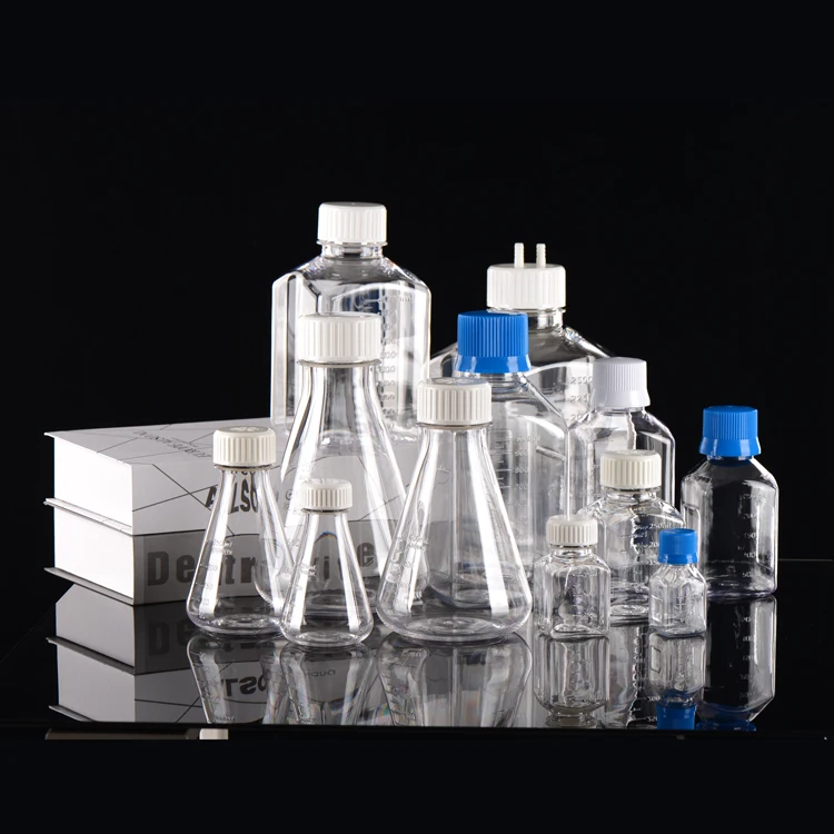 Clear Square Sterile Plastic Sample Bottles for Lab Use