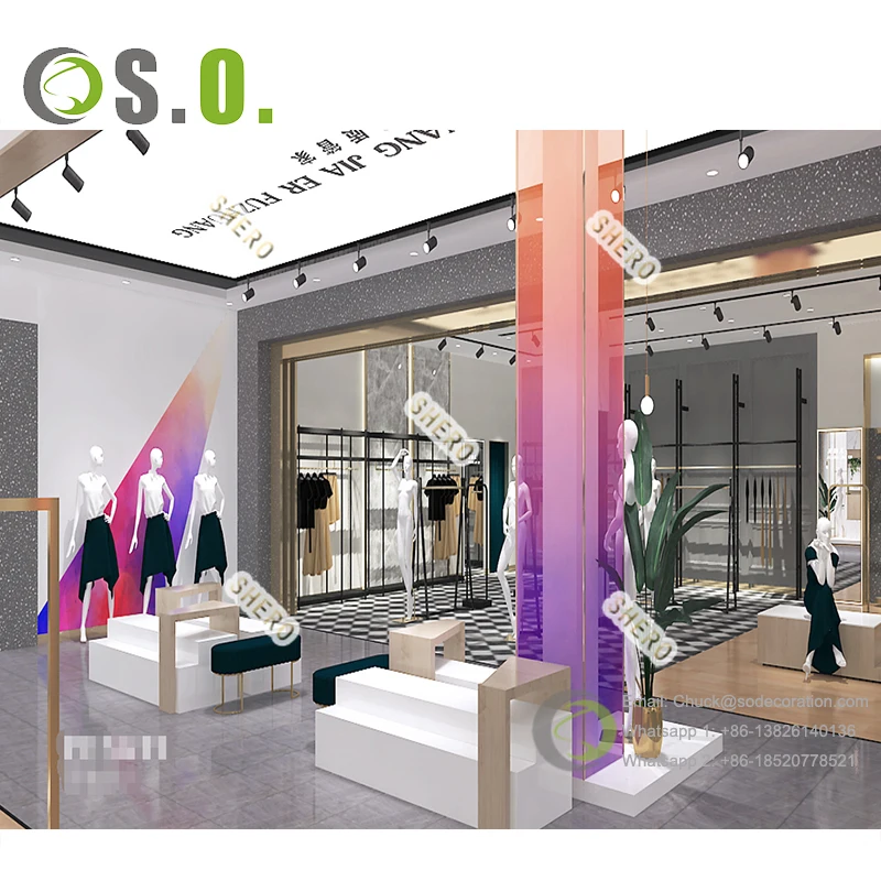 Customized Clothing Display Fixture Clothing Showcase Display Cabinet ...