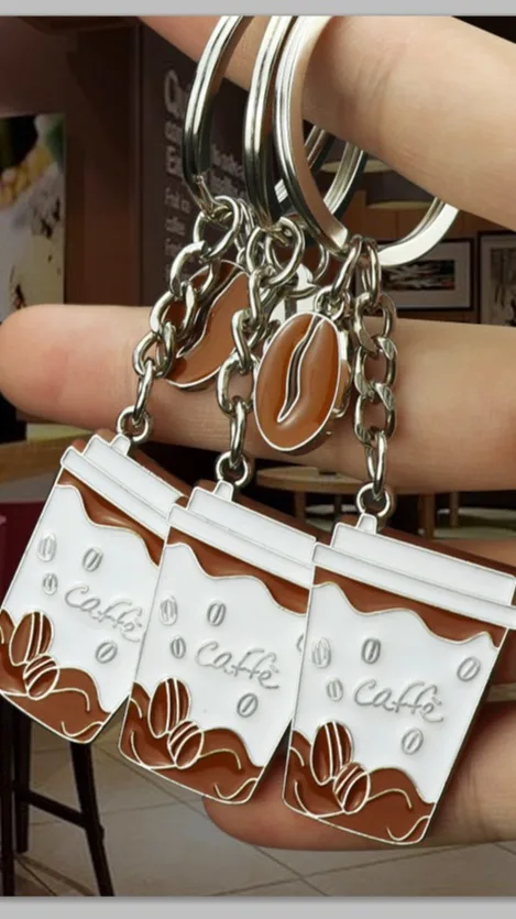 Customized Light Keychain Logo Letter Enamel Coffee Cup Metal Zinc ...