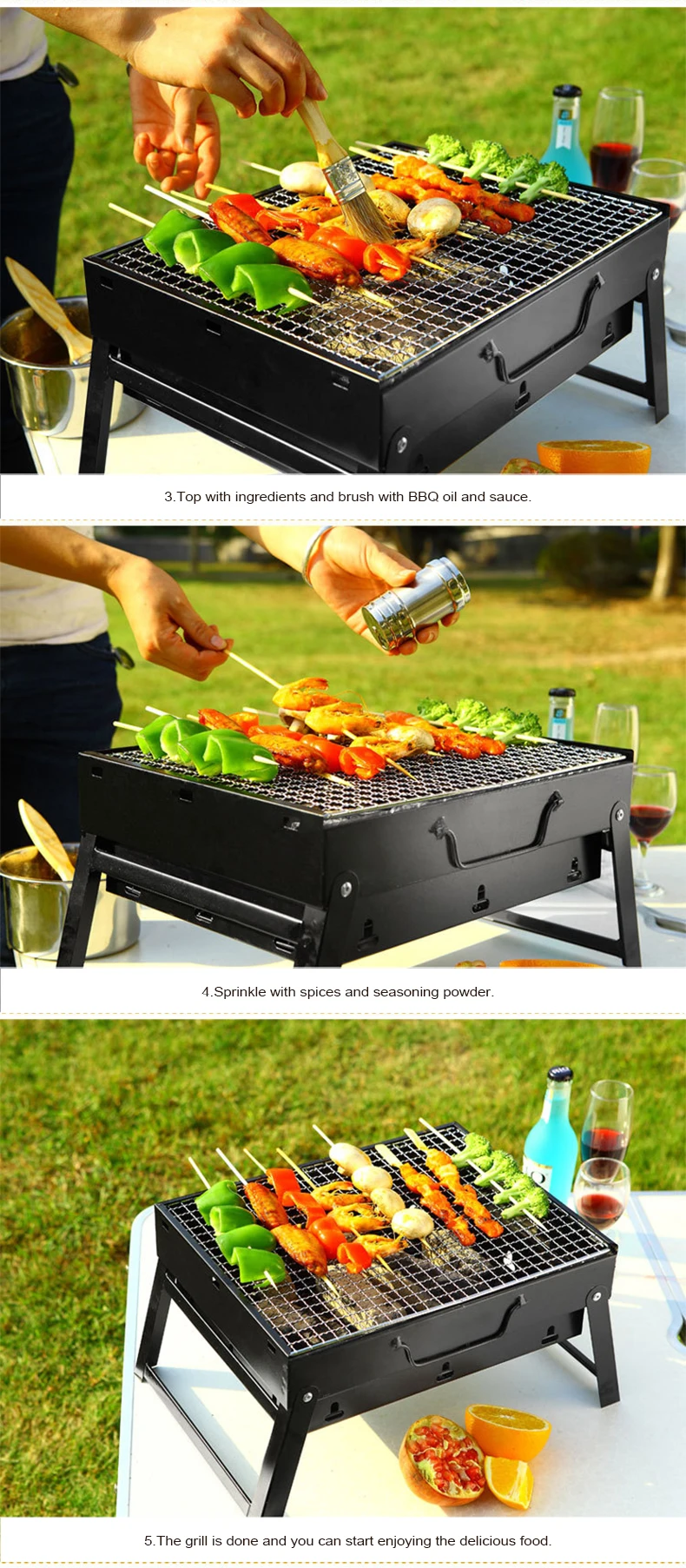 Portable Bbq Barbecue Grill Rotisserie Small Parrilla Portatil Folding ...
