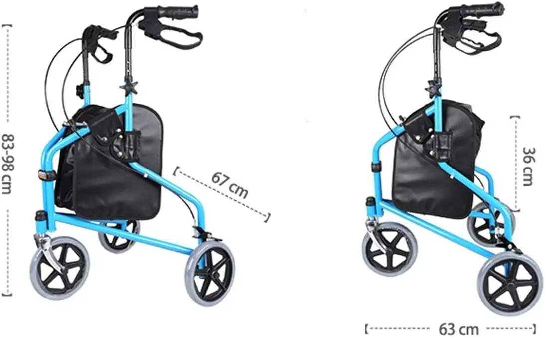 Tricycle Rollator with Shopping Bag, Height Adjsutble Aluminum Tricycle ...