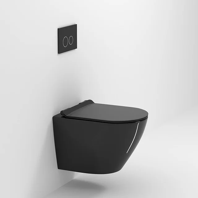 Washroom Cheap Price Black Toilet Bowl Black Wall Mounted Wc Set ...