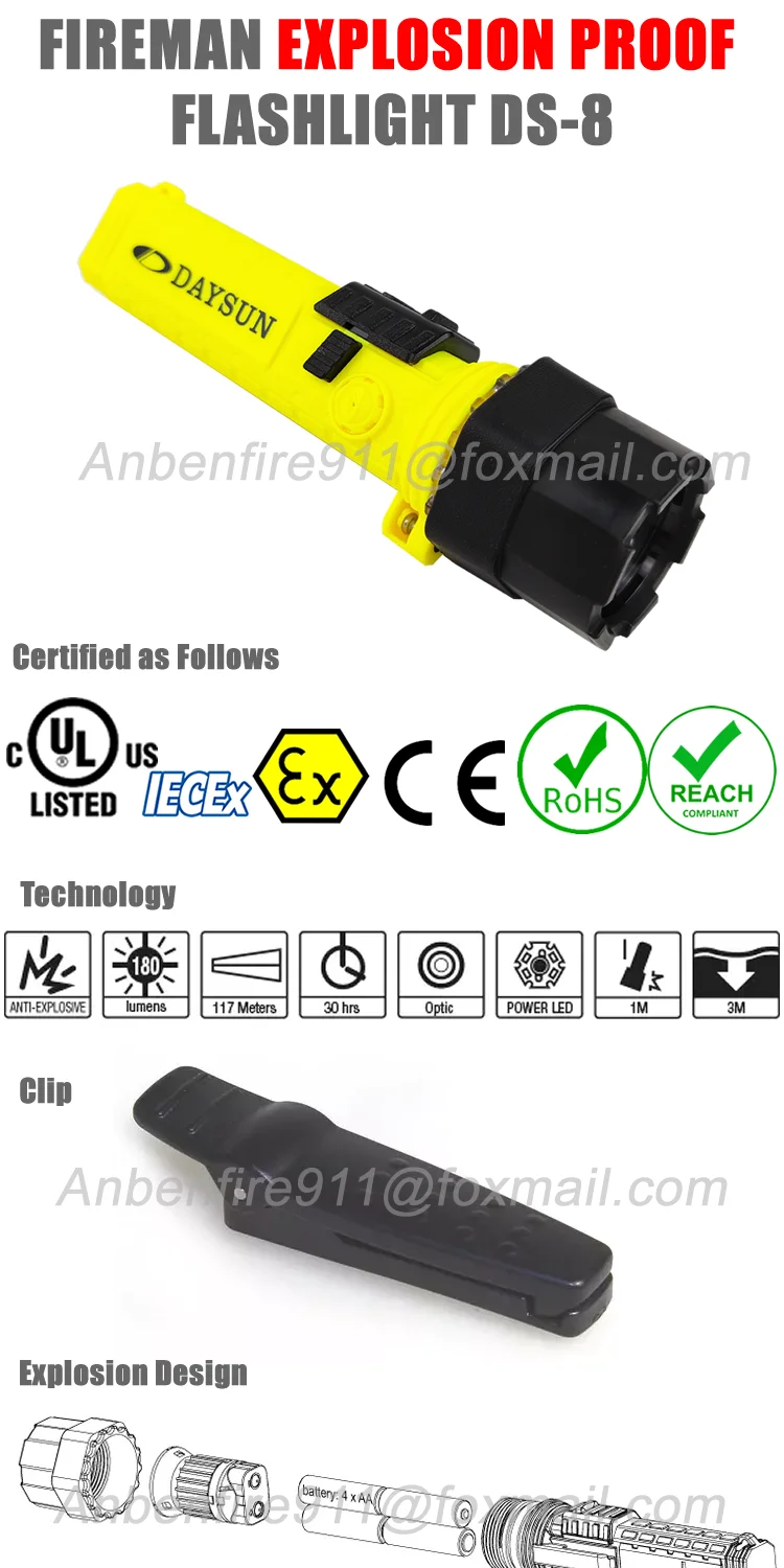 ATEX EXPLOSION PROOF HANDHELD FLASHLIGHT for FIREFIGHTING