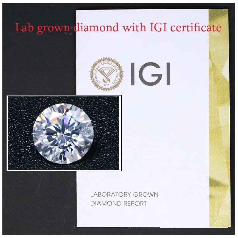 IGI GIA Certificate Lab Diamond 0.5CT 1CT 2CT 3CT Round Brilliant Cut D HPHT CVD VVS VS Lab ...