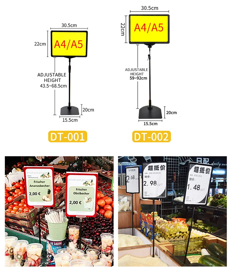 Adjustable Sign Holder Stand Frame Poster Display Double Sided Floor ...