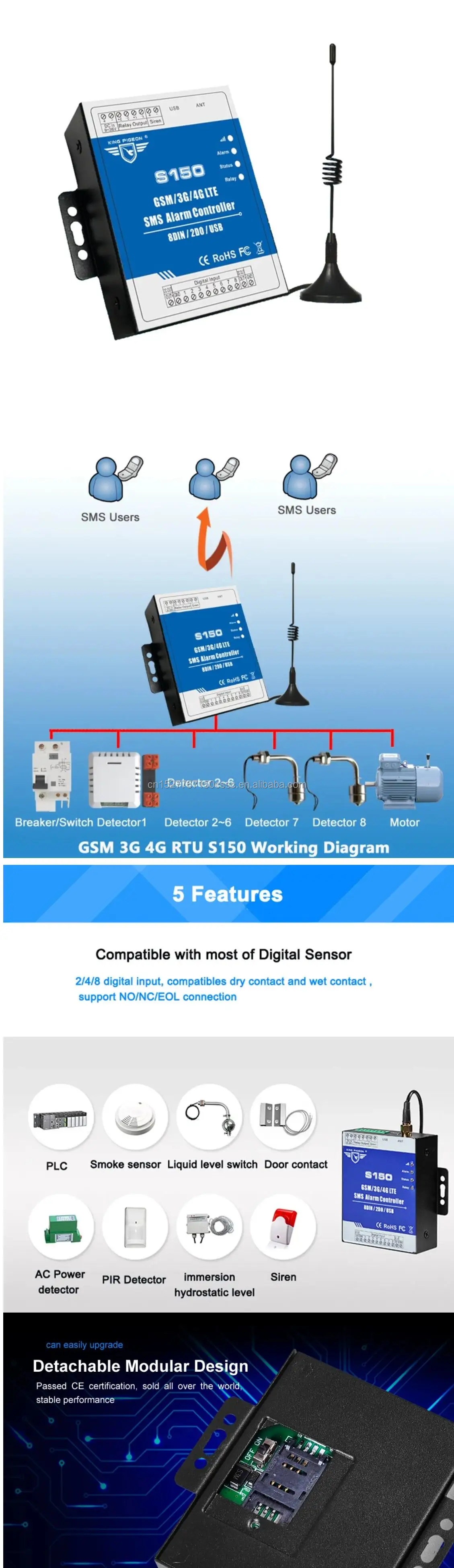 4g Rtu Sms Alarm Controller Industrial Iot Rtu Monitoring System In-built Watchdog S150 - Buy 4g ...