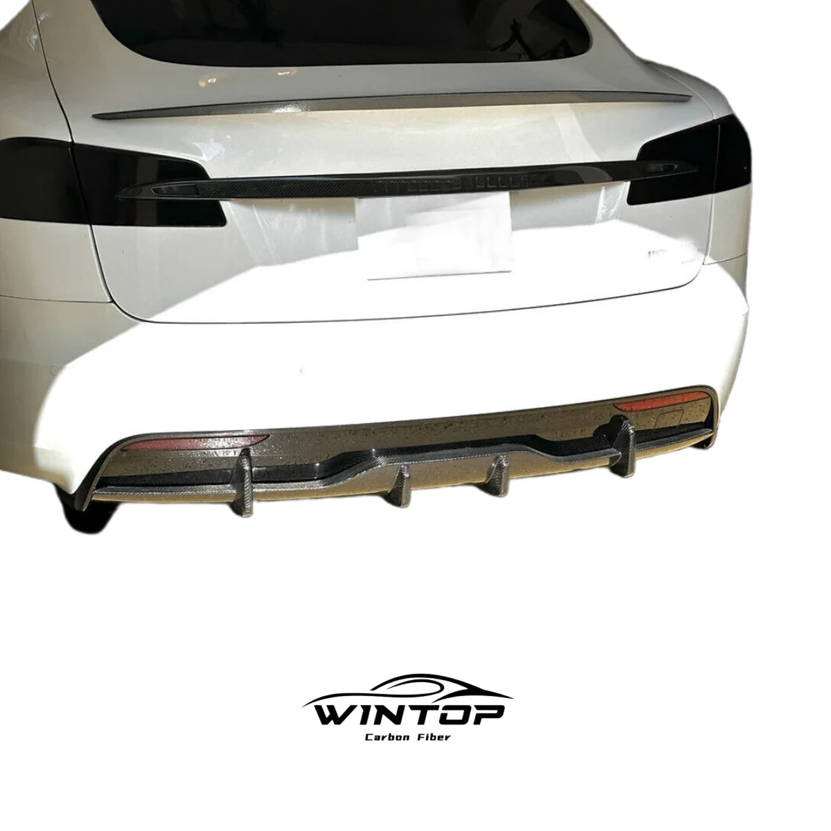 Rear Bumper Cover Lower Lip Spoiler Valance Protector Carbon Fiber Rear ...
