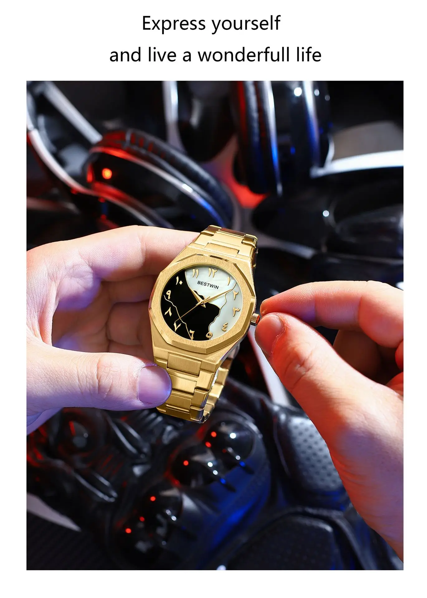 Custom Stainless Steel Quartz Watch for Men - Bestwin QT745 with Arabic ...