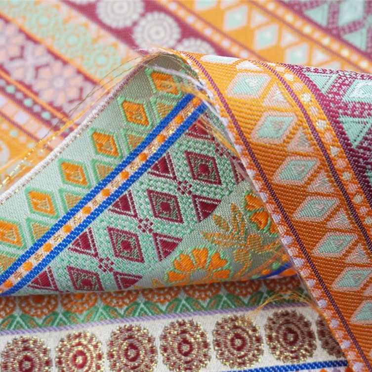 Dress Fabric Multicolor Strip Shape Ethnic Jacquard Fabric Luxury Dirac ...