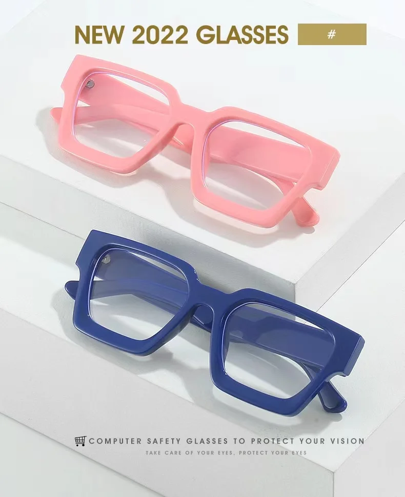 2023 Custom Metal Logo Thick Frame Prescription Glasses Frame Oversized ...
