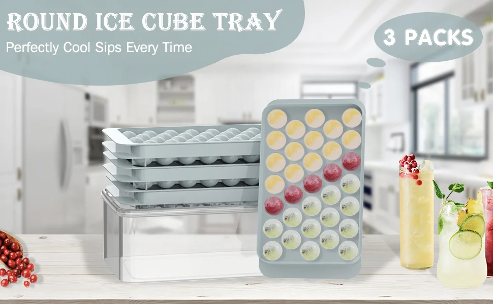 Oem Odm Round Ball Ice Tray Plastic Ice Cube Mold Refrigerator Circle ...