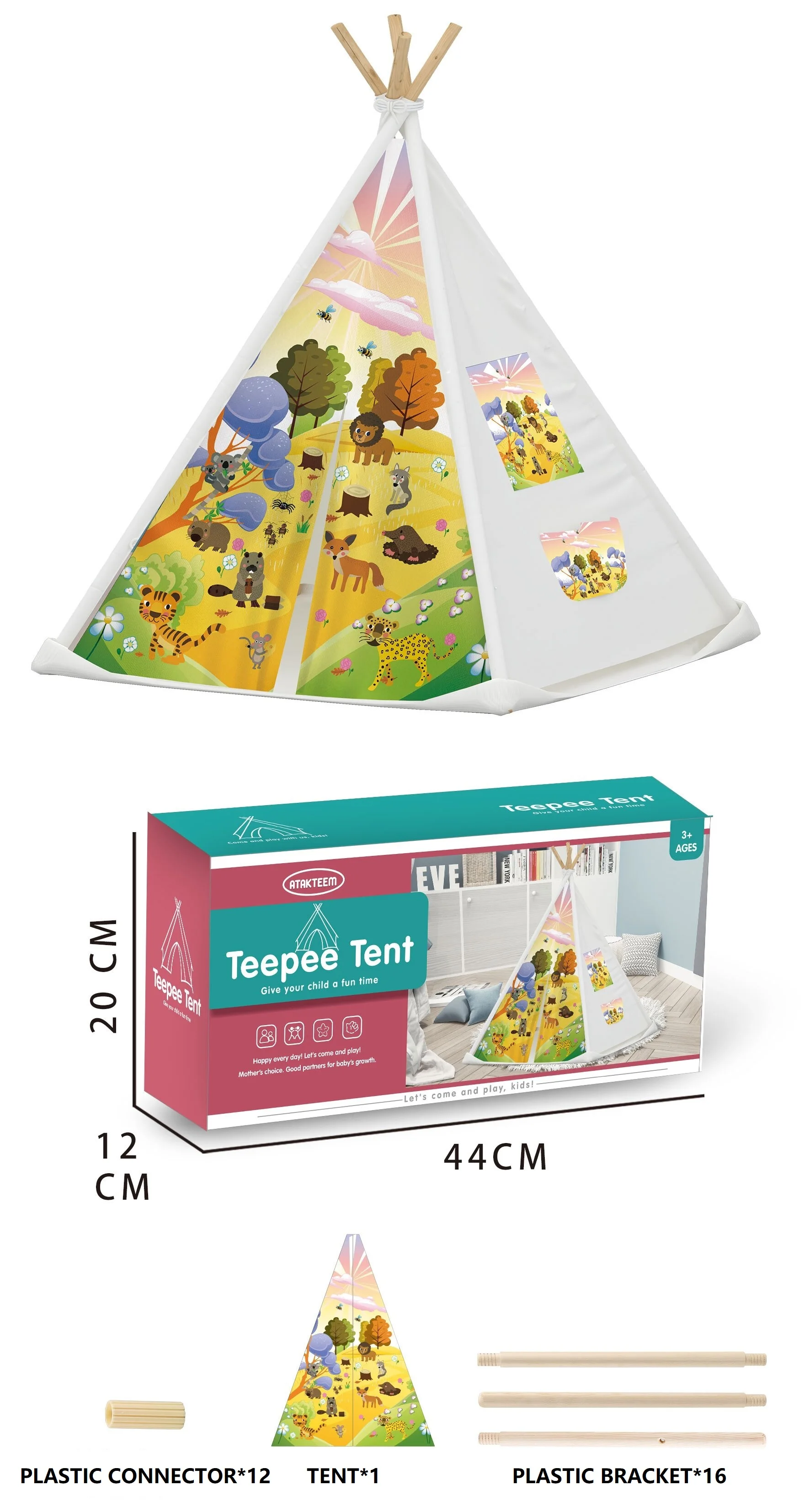 DIY Assemble Indian Tipi Tent Model Animals World Patterns