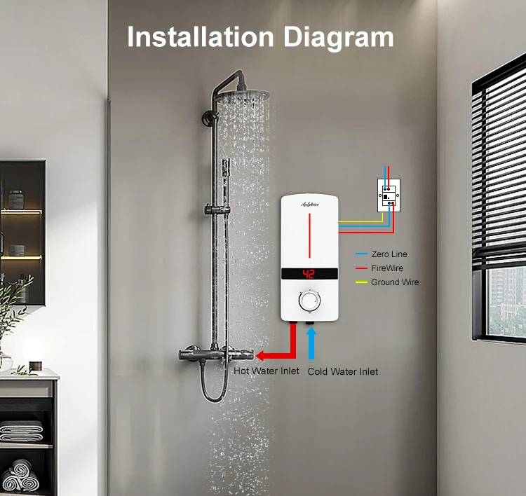 Multipoint Heater 220V 5.5kW Digital Electric Instant Shower LED ...