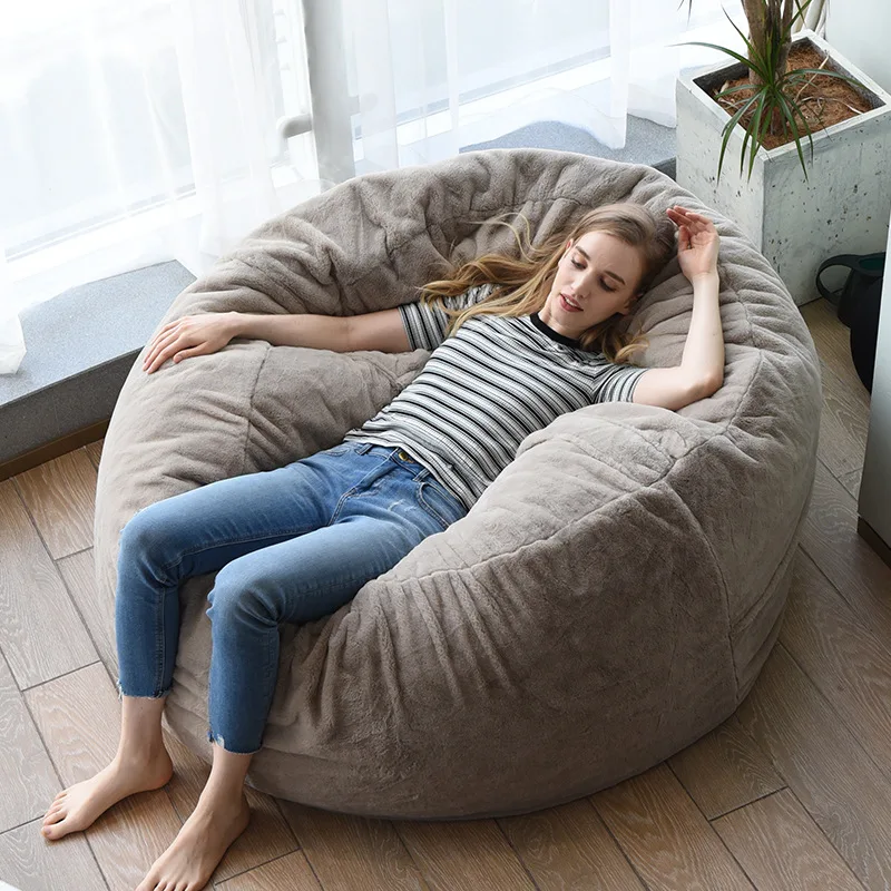 Large Bean Bag Bed For Adults Foam Big Chair Lzay Sofa Bed Cover 5ft ...