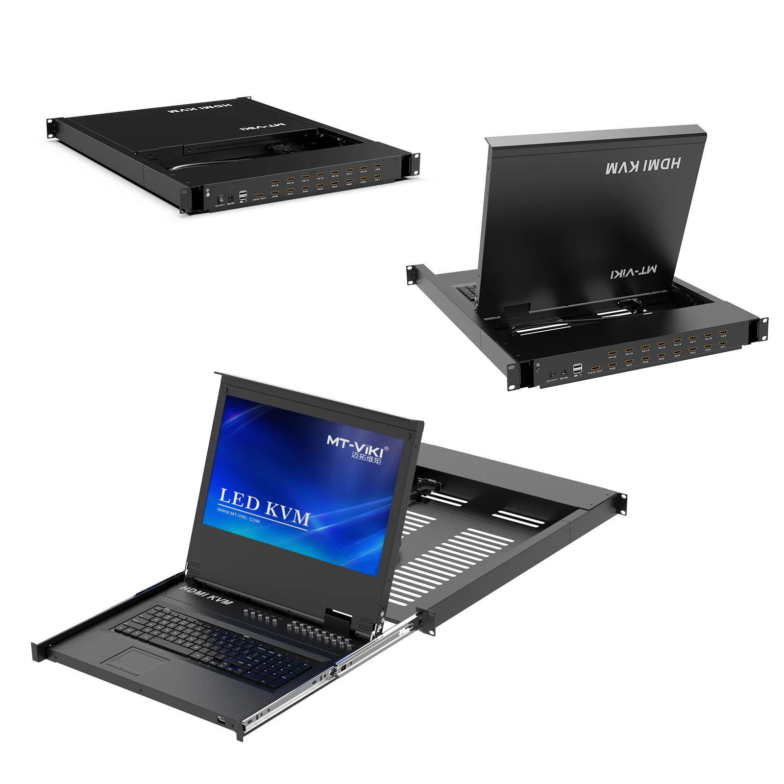 17.3" Led Hdmi Kvm Console 16 Port + 16 Pack Cables,Mt-viki 1u Rack Kvm ...