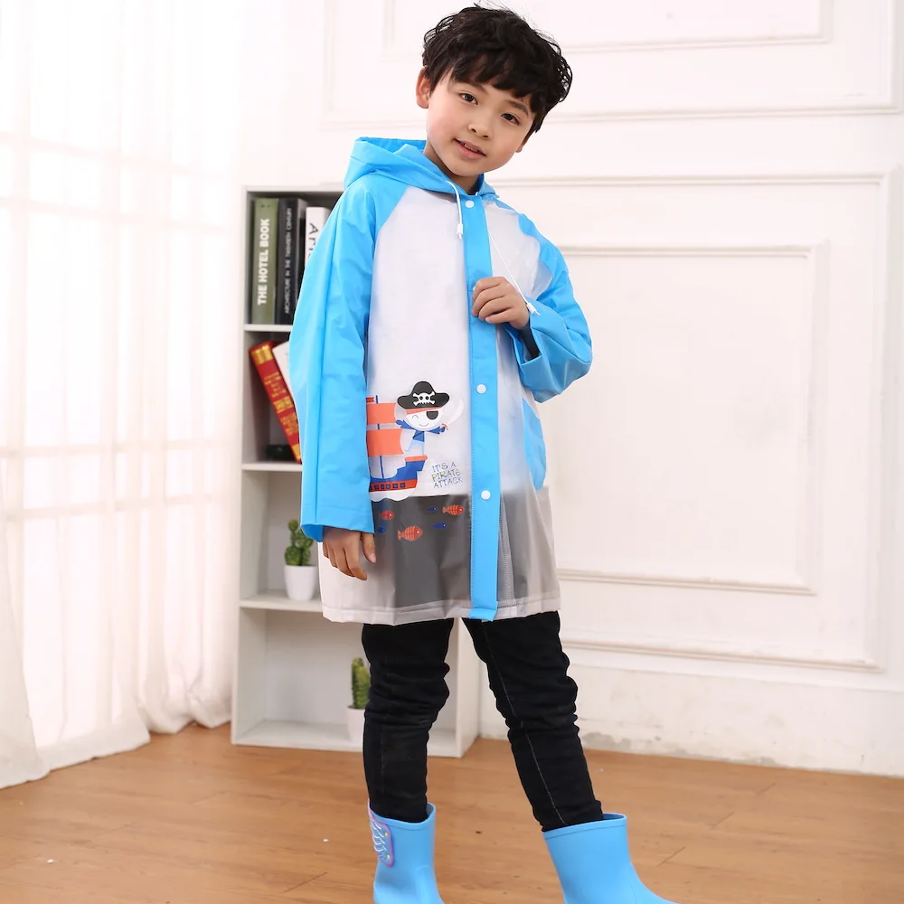 Cartoon Design Hiking Blue Pvc Cartoon Waterproof Children Rain Coat ...