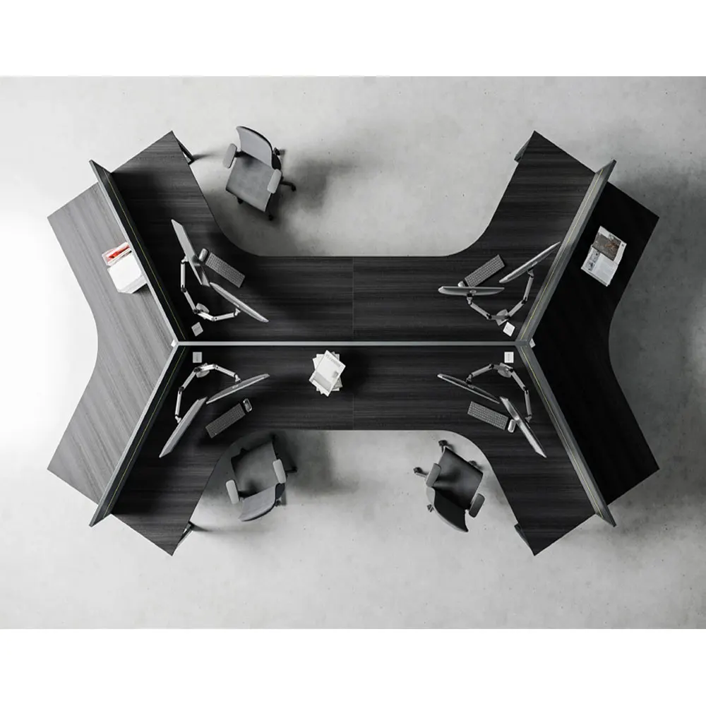 120 Degree V Shaped Modern Modular Workstation Office Table Computer ...