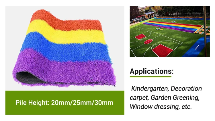 20mm 25mm Artificial Grass - Rainbow Turf for Playgrounds