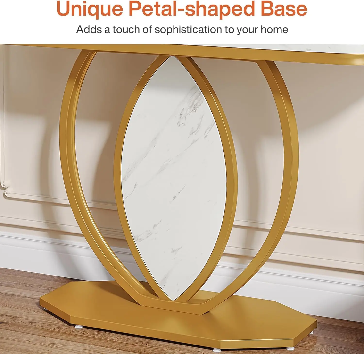 Tribesigns Gold Entryway Modern Console Table, Faux Marble Narrow Sofa ...