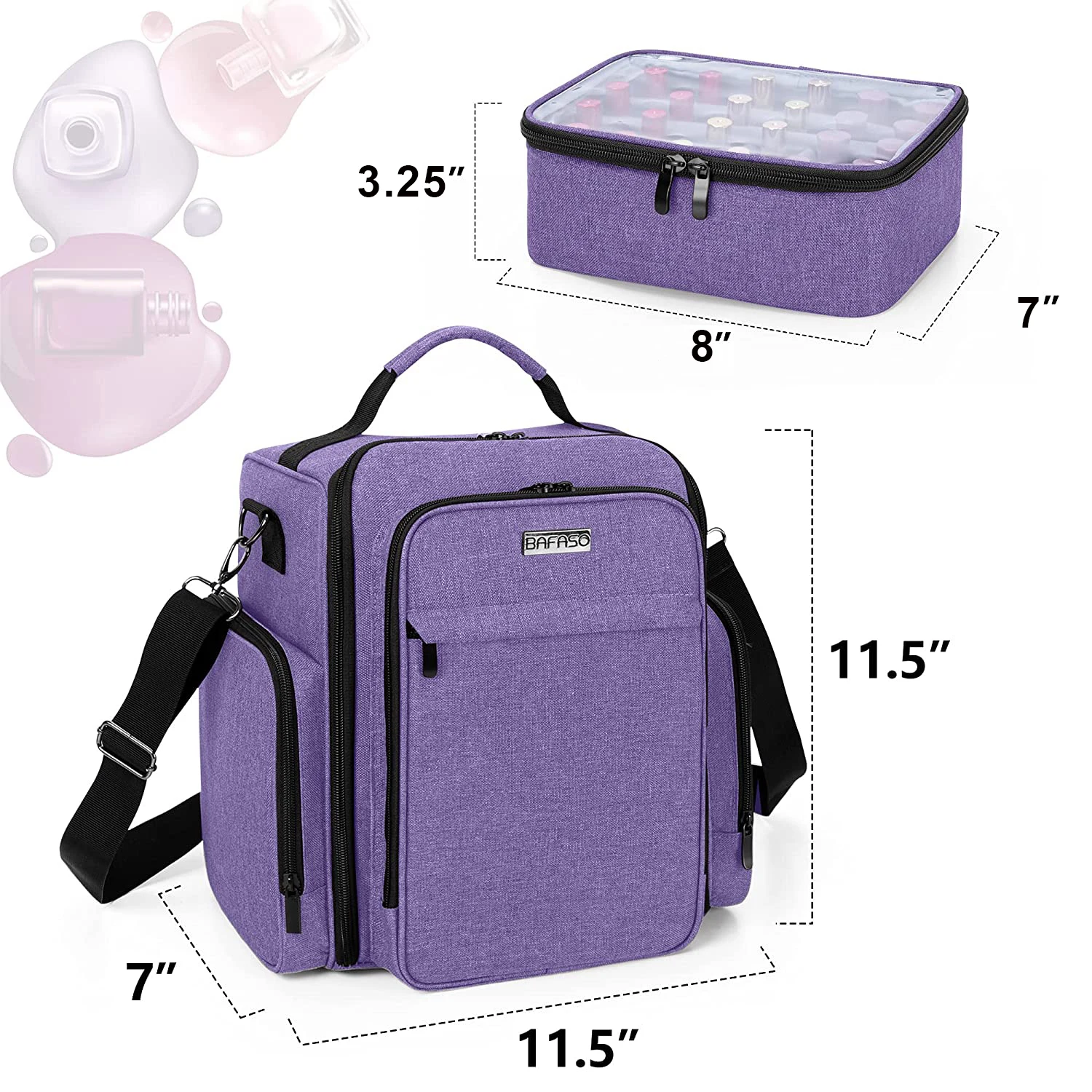 Custom Salon Nails Bag Large Capacity Carrying Cosmetic Bag 48 Bottles ...