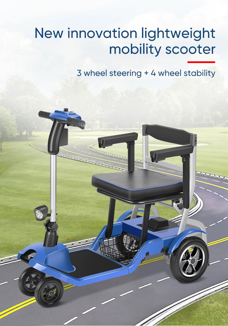 Lightweight 4 Wheel Portable Folding Mobility Scooter Lithium Brushless ...