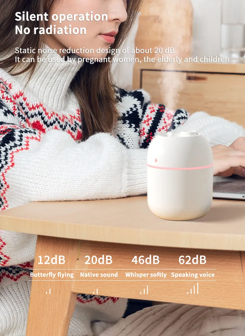 Lafulaifu 220ML Mini Portable LED Night Light Humidifier